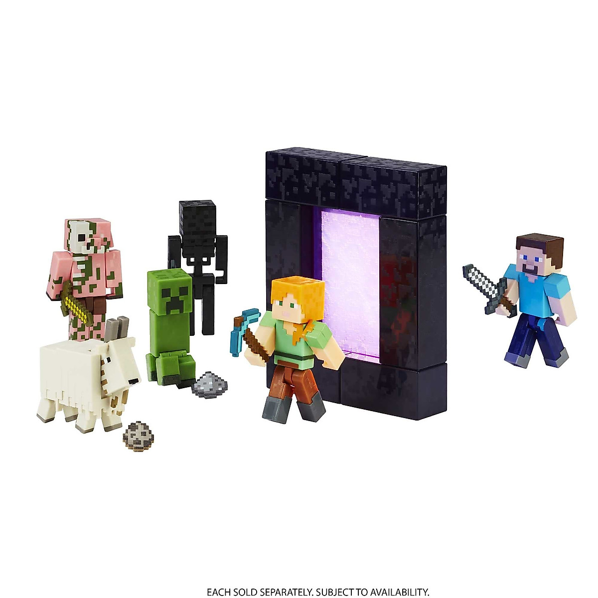 Minecraft Steve Action Figure, 3.25-in, with 1 Build-a-Portal Piece & 1 Accessory, Building Toy Inspired by Video Game, Collectible Gift for Fans & Kids Ages 6 Years & Older