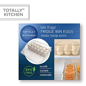 Totally Kitchen Egg Holder for Refrigerator, Fridge Organizers and Storage Clear, BPA-Free Plastic Storage Containers with Lid & Handles, 18 Eggs Tray Bins