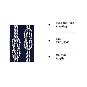 Liora Manne Capri Indoor Outdoor Rug - Nautical, Coastal Beach Theme, Tropical Décor, Comfortable & Durable, UV Stabilized, Stain Resistant Rug, Ropes Navy, 1'8" x 2' 6"