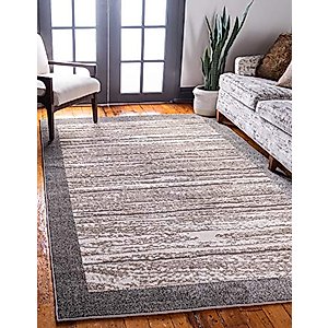 Unique Loom Outdoor Collection Transitional Indoor & Outdoor Casual Carved Tonal Border Area Rug, 6' 0" x 9' 0", Brown/Beige