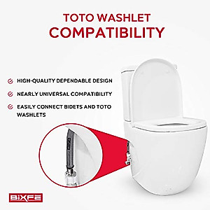 THU9090R 6 Inches Hose Extension for TOTO C110/E200/S300/S400 WASHLET, 7/8 Male to 7/8 Female,Stops Leaking of Bidet Sprayer T Adapter Connection to Toilet Tank