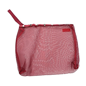 mybaggee Jumbo 7 Snaps Mesh Travel Knitting Bag with Snap Opening, Lightweight Nylon Storage Pouch for Yarns, Needles and Accessories (Red)