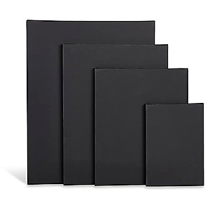 KINGART 880-8 Black 8 Pc. Multi-Size Artist Canvas Boards, Gesso Primed - 100% Cotton Rectangular Boards, Art Supplies for Oil and Acrylic Paint, 2 Ea. 5x7, 8x10, 9x12, 11x14