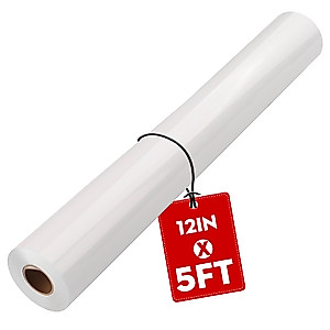 CAREGY Iron on Heat Transfer Vinyl Roll HTV (12''x5',White)