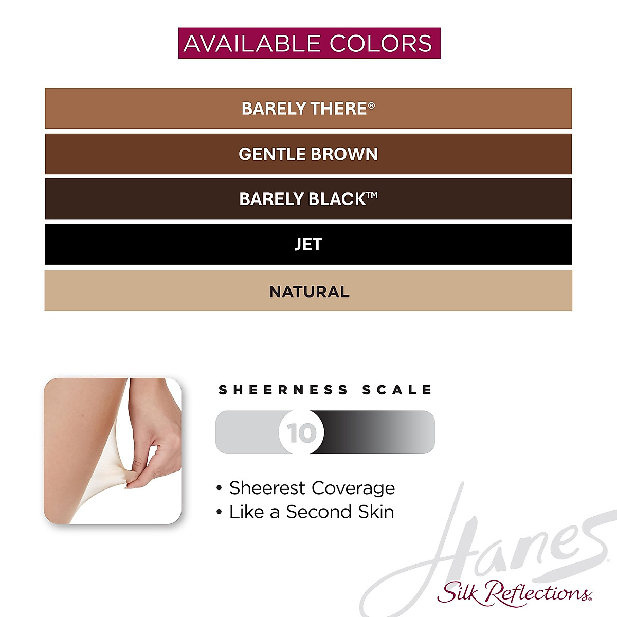 Hanes womens Silk Reflections Lasting Sheer Ultra Sheer Control Top B260 pantyhose, Barely Black, A-B US