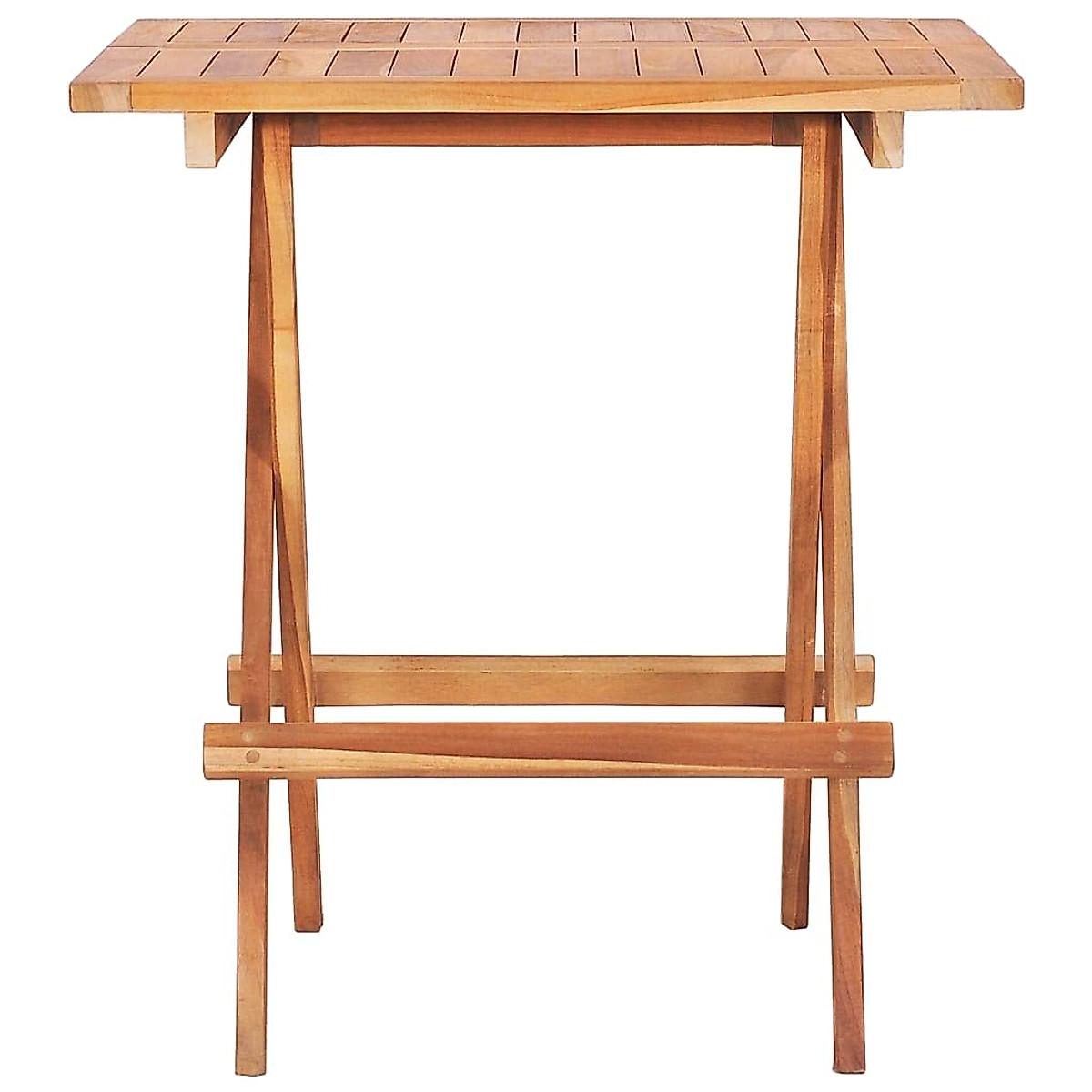 vidaXL Solid Teak Wood Bistro Table - Foldable Patio Furniture for Outdoor/Indoor Use, Brown, Space-Saving Design, 23.6"x23.6"x25.6"