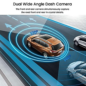 Hikity Dash Cam Front and Rear, 1080P Full HD Dashcam for Cars 3 Inch IPS Screen 170° Wide Angle Dashboard Camera, Super Night Vision, G-Sensor, Loop Recording, 24 Hours Parking Monitor