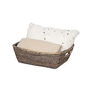 La Jolla Oblong Rattan Storage and Shelf Basket, Black-Wash