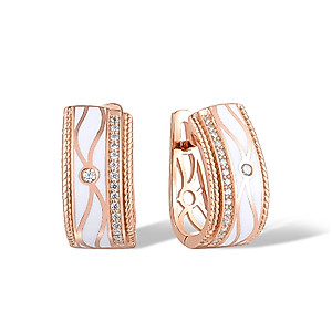 Santuzza 14K Rose Gold Plated Silver Enamel Cubic Zirconia Openwork Dangle Earrings for Women