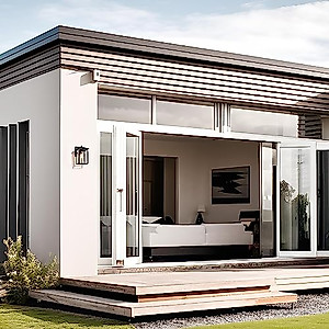 Black Outdoor Wall Lights, Farmhouse Exterior Wall Sconces Light Fixture with Clear Glass, Modern Square Waterproof Lanterns for Front Door, Entry, Porch, Patio, and Gazebo