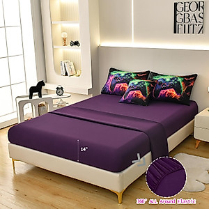 DORCAS Full Gaming Comforter Set for Boys,6 Pcs Gamer Bedding Set Full Size Sheets and Comforter Set for Boys Kids Teen(Purple,Full)