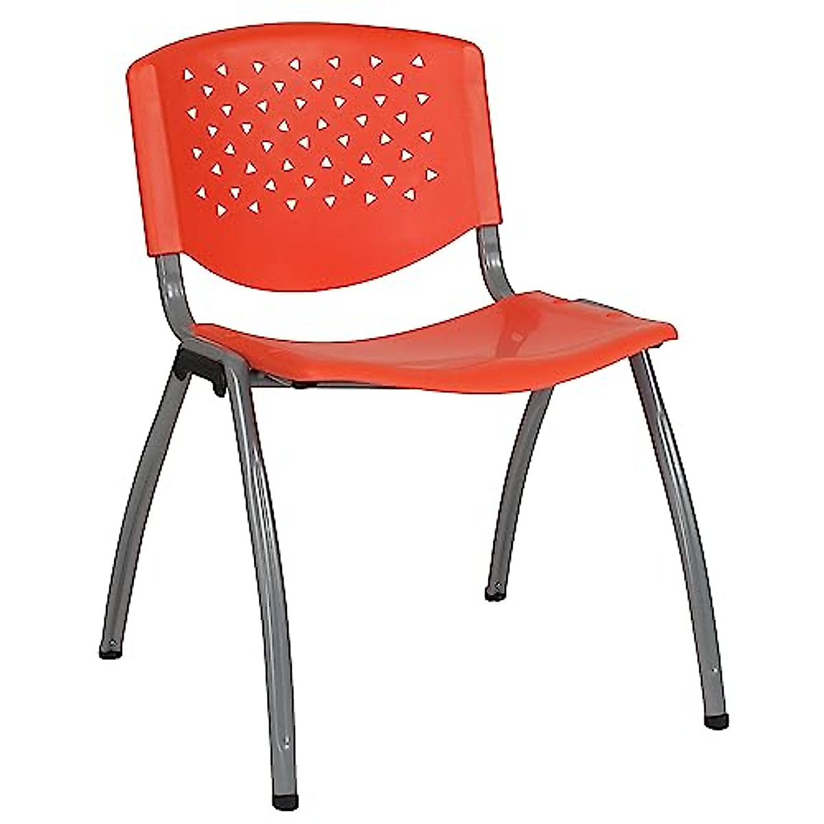 Flash Furniture HERCULES -5 Pack 880 lb. Capacity Orange Plastic Stack Chair | Comfortable Seating with Durable Design
