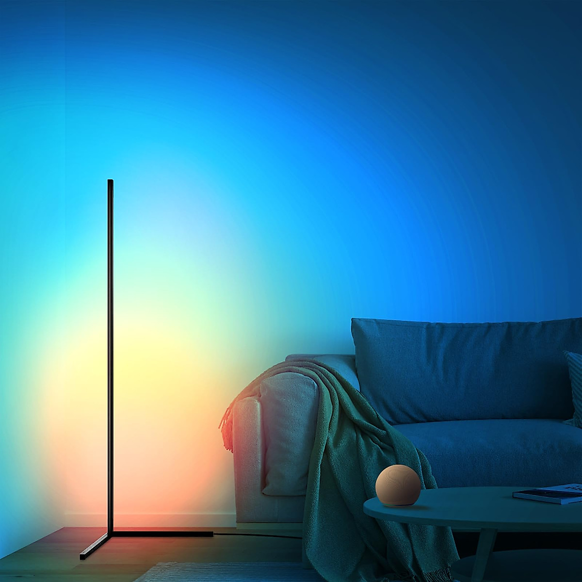 RGBWW Smart LED Floor Lamp for Living Room, Compatible with Alexa, Google Home, 69" Tall Modern Standing Lamp for Bedroom with Remote & WiFi APP Control, 2700k-6500k Corner Lamp with Linen Lampshade