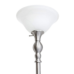 Elegant Designs LF2001-RBZ 1 Light Restoration Bronze Torchiere Floor Lamp with Marbelized Amber Glass Shade