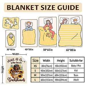 Kids Blanket Gifts - 60 x 50 Inches Cute Dachshund Throw Blanket for Kids, Adults - Beige Soft Fuzzy Warm Blanket for Bed, Travel