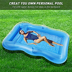 Inflatable Pool Floats Boat for Adults, Blow Up Tanning Pool Raft Tub with Fixed Inflatable Pillow for Family Outdoor, Garden,Beach, Backyard Summer Water Party