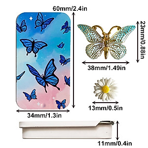 ZDDPDJ Butterfly Needle Case Magnetic Sewing Storage Tin Box and Butterfly Needle Minder for Embroidery Cross Stitch Needlepoint Art Accessories (Blue)