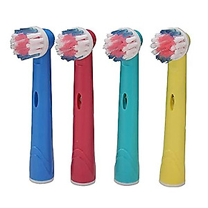 Kids Colored Brush Heads Compatible with Oral-B Kids, Vitality, Genius, Smart Series Pro, Triumph, Advance Power Toothbrush - 4 Pack