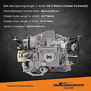 maXpeedingrods 2-Barrel Carburetor for Toyota Pickup 22R Engine 1981-1987 with Round Plug Connector and Automatic Choke TOY-505 2.4L 2366cc 35290/C4036