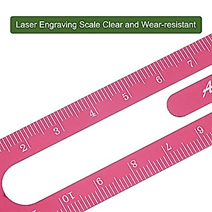 HARFINGTON 3pcs Straight Ruler 12cm Metric Aluminum Alloy Ruler Scale on Both Sides Hollow Design Bookmark Measuring Tool for Children Study Classroom Office, French Rose