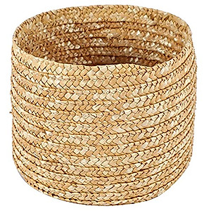 Smala Wheat Straw Woven Storage Basket Storage Basket Innovative Basket Rustic Natural Brown Finish Storage Decorative Basket(Medium )