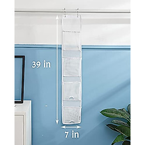 Jelier Mesh Shower Caddy Organizer, Hanging Shower Curtain Pockets for Bathroom Accessories (white)