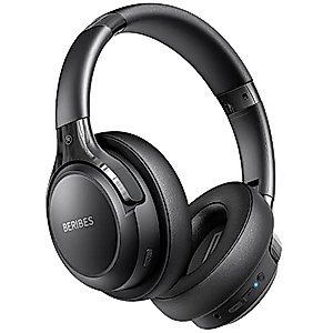 BERIBES Bluetooth Headphones Over Ear, 65H Playtime and 6 EQ Music Modes Wireless Headphones with Microphone, HiFi Stereo Foldable Lightweight Headset, Deep Bass for Home Office Cellphone PC TV
