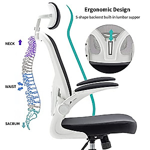 HOUSENLuxury Ergonomic Office Chair,Adjustable Height/Tilt Computer Desk Chair with Lumbar Support Armrest and Headrest,360-Degree Swivel Home Office Chair, 300Lb Capacity White