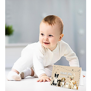 Whaline 48 Pack Cute Dog Thank You Cards Cartoon Greeting Cards with Envelopes & Stickers Blank Note Cards for Baby Shower Birthday Party Invitation Supplies