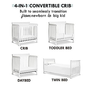 DaVinci Kalani 4-in-1 Convertible Mini Crib in White | Greenguard Gold Certified