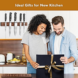 Faivykyd Acacia Wooden Magnetic Knife Holder for Wall, 16 Inches No Drill Knife Magnetic Strip - Kitchen Sign, Knives Rack, Kitchen Decor, Magnetic Utensil Holder, Housewarming Gifts