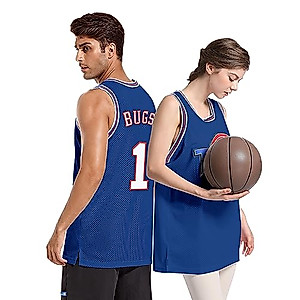 Mens Basketball Jersey Lola#10 Bugs#1 : Space Movie Jerseys 90s for Halloween Hip Hop Sports Party Clothing (as1, Alpha, s, m, Regular, Regular, #10 Blue)