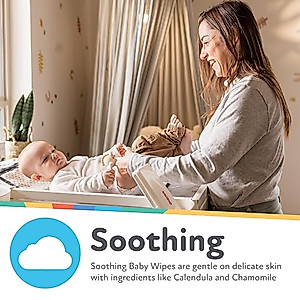 Nuby Soothing Baby Wipes Naturally Inspired with Chamomile Aloe and Citroganix (Fragrance Free/Extra Thick), Unscented, 64 Count