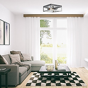 Globe Electric 65747 Memphis Light Flush Mount, Chrome with Clead Glass Panes, 5.12"