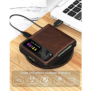 Foluu for Motorola Razr 2023 Case [Not fit Razr Plus 2023], Moto Razr 2023 Leather Case, PU Leather + Hard PC Shell Ultra Thin Slim Durable Protective Phone Case Cover for Motorola Razr 2023 Brown