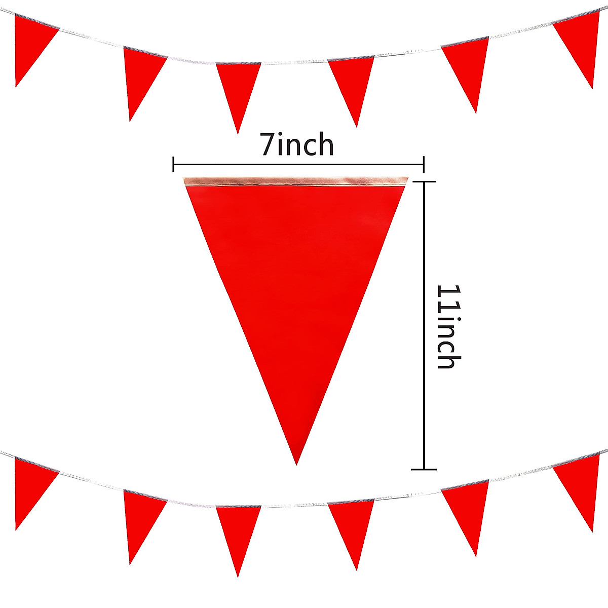 LyButty 100 Feet Red Pennant Banners Flags String Hanging Triangle Bunting Flags,Party Decorations for Grand Opening,Kids Birthday,Carnival,60 PCS