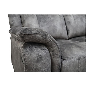 New Classic Furniture Park City Polyester Manual Sofa with Dual Recliner, Slate
