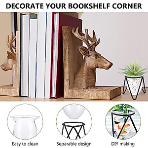 Jspupifip 3 Pcs Glass Plant Terrarium with Metal Stand, Air Plants Holders Hydroponic Plant Vases Desktop Bulb Glass Vase for Indoor Plants Home Garden Office Decoration, Black