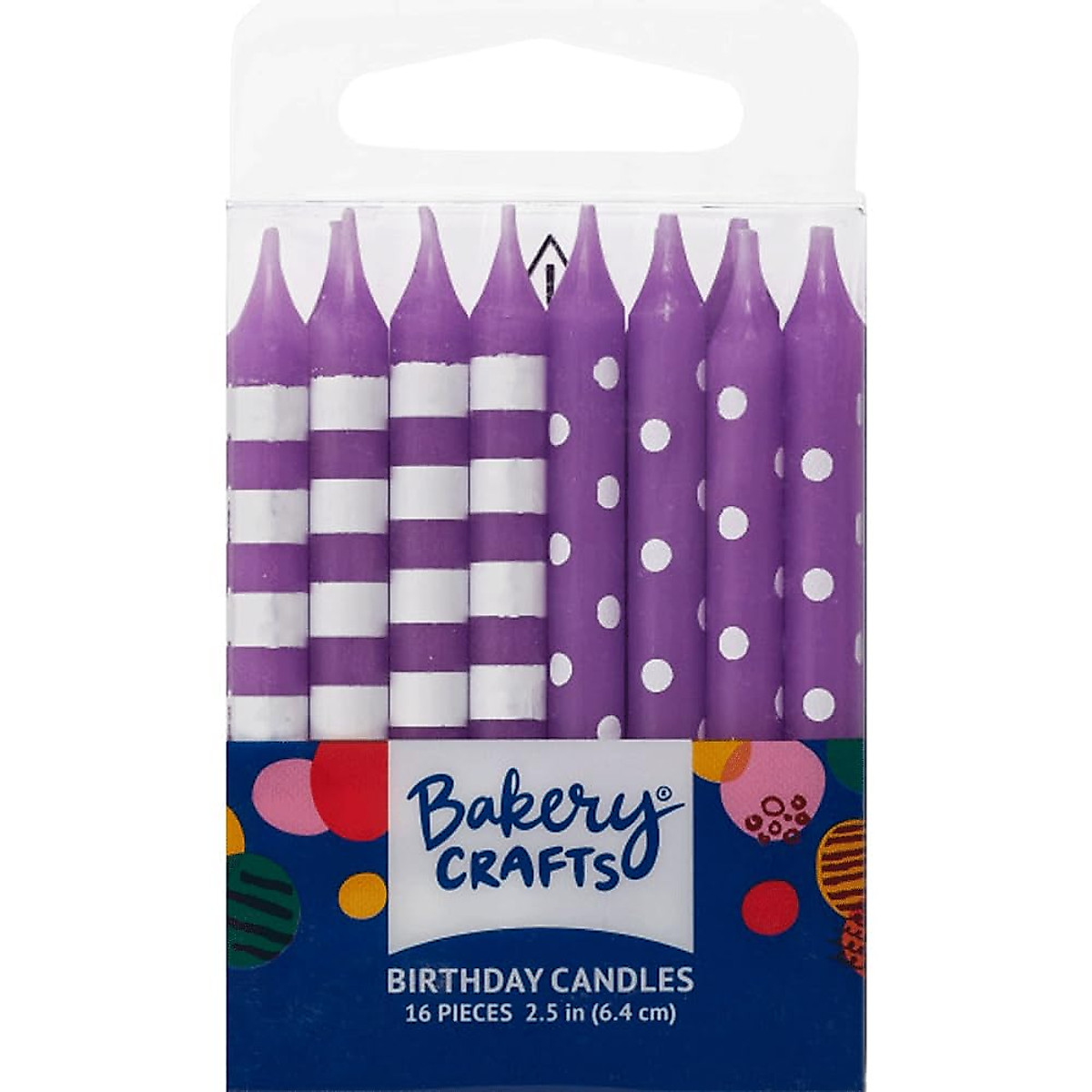 Stripes & Polka Dots Birthday Cake Candles (Purple)