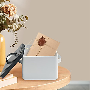 LF LIKEFAIR Kitchen Canisters for Countertop Set of 2 with Customizable Chalkboard Labels & Marker Pen - Iron Kitchen Canisters with Lids - Canisters Sets for the Kitchen - White Kitchen Canister Set