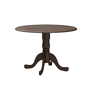 East West Furniture DLT-AWA-TP Dublin Dining Room Table - a Round Solid Wood Table Top with Dropleaf & Pedestal Base, 42x42 Inch, Walnut