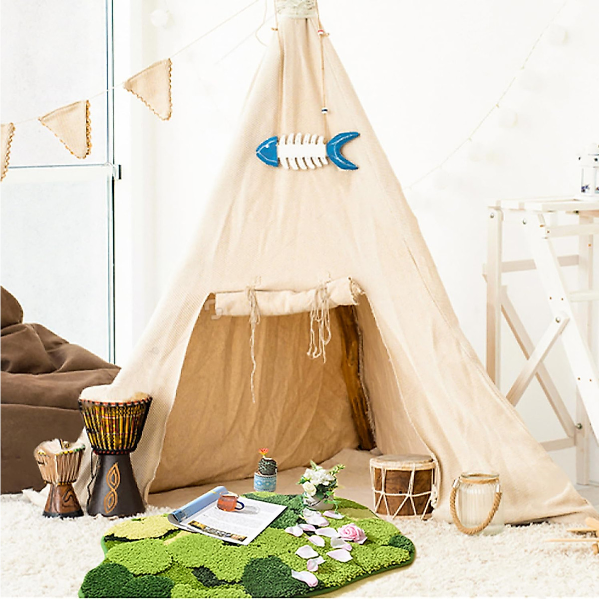 Hifuwan Cute Green Moss Shag Bathroom Rugs Leaf Bath Mats for Bathroom Decor Aesthetic Leaves Soft Non Slip Washable Aabsorbent Floor Carpet Boho Indoor Shower Mat Doormat