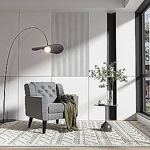 Accent Chair Living Room Chairs Single Sofa Chair, Accent Chairs Arm Chairs with Button Tufted Linen Fabric, Mid Century Accent Arm Chairs Comfy Reading Lounge Club Armchair for Bedroom Office Study