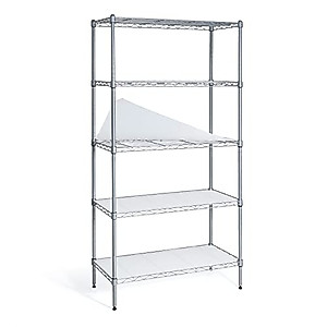 CAPHAUS NSF Silver Grey Adjustable Wire Shelving Unit w/Liner, Metal Steel Storage Shelves, Utility Shelf, Garage Shelving Storage Organizer, Kitchen Storage Shelving, w/Liner, 5-Tier no Wheel