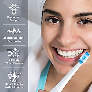 Pop Sonic USB Charge Anywhere Toothbrush (Pink) - Rechargeable Toothbrush w/Up to 40,000 Brush Strokes/Minute -Long-Lasting Dupont Nylon Bristles -Teens & Adult Toothbrush with Quadrant Pacer