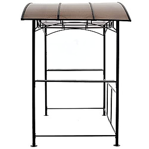 Voohek Grill Gazebo 8x5ft, Outdoor Patio Canopy, BBQ shelter with Steel Hardtop and Side Shelves,Black