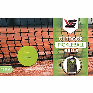 Vivid Sports Outdoor Pickleballs | 12 Pack | 6 Pack | USA Pickleball Approved & Sanctioned for Tournament Play, Pickleball Balls with Mesh Carry Bag
