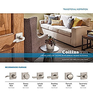 SCHLAGE F51A BWE 608 COL Bowery Knob with Collins Trim Keyed Entry Lock, Satin Brass