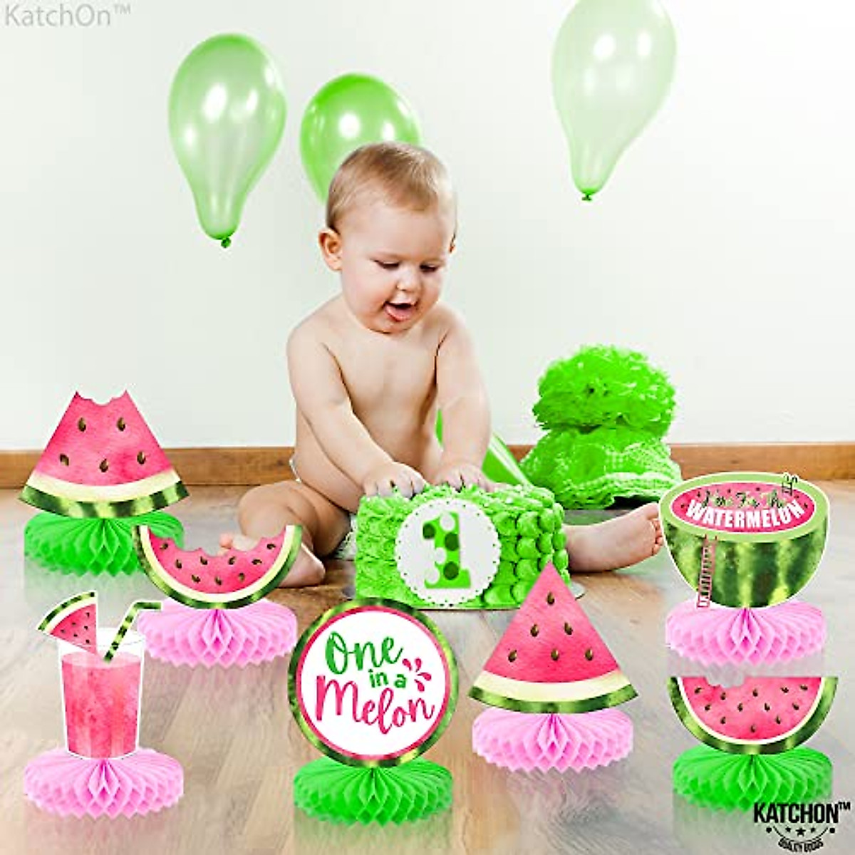 KatchOn, One In A Melon Centerpieces for Tables - 9 Pieces | One In A Melon Party Decorations 1st Birthday, Watermelon Birthday Decorations | Watermelon Party Decorations, Watermelon Table Decorations