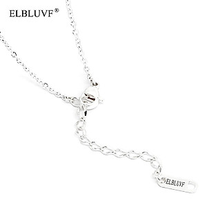 ELBLUVF Newest Stainless steel Anchor Infinity Y Shaped Lariat Style Necklace 18inch For Women (White gold color)